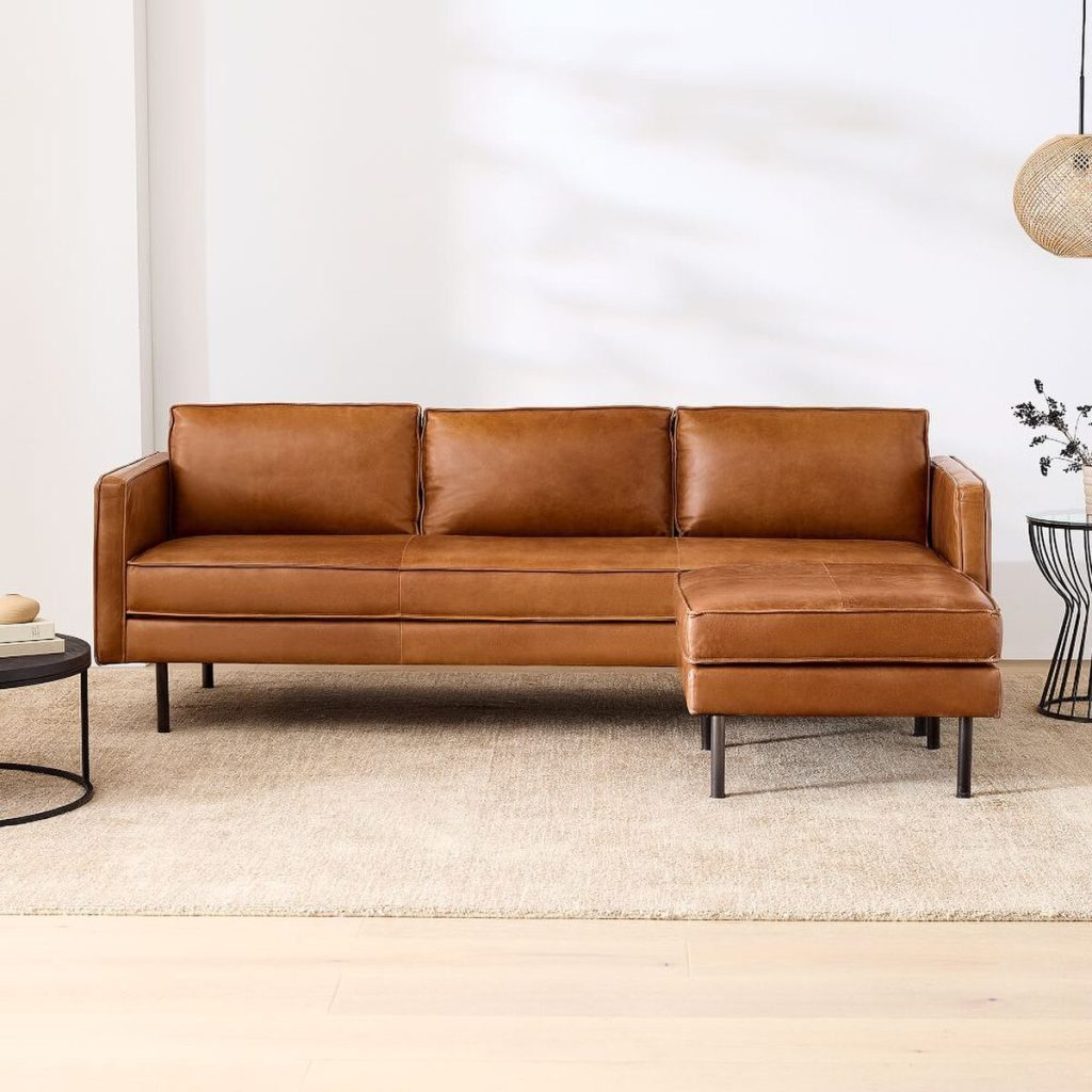Leather 2 Piece Ottoman Chaise Sofa - Swiss Star Furniture
